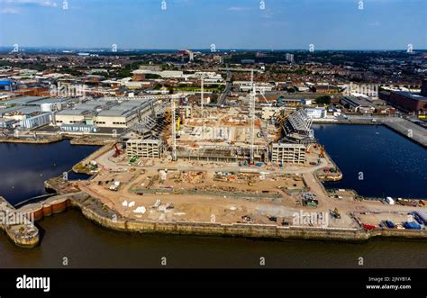 Construction Continues On Evertons New Bramley Moore Dock Stadium In