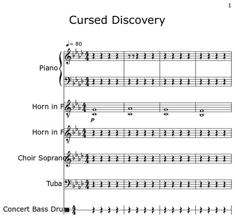 Cursed Discovery Sheet Music For Piano Horn In D Choir Soprano