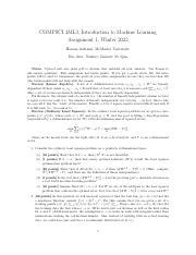 4ML3 W22 Assign 1 Pdf COMPSCI 4ML3 Introduction To Machine Learning