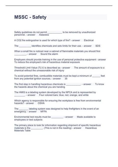 Mssc Safety Questions And Answers 2024 Mssc Stuvia Us
