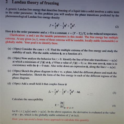 Solved 2 Landau Theory Of Freezing A Generic Landau Free