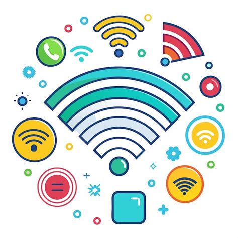 Colorful Wifi Icon With Various Symbols Around Premium Ai Generated Vector
