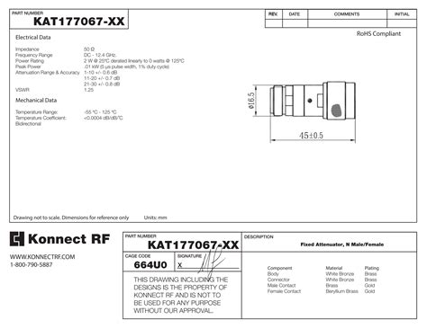 Fixed Attenuator N Male Female 50 Ohm DC 12 4 GHz 2 Watts 1 DB Bidirectional KonnectRF