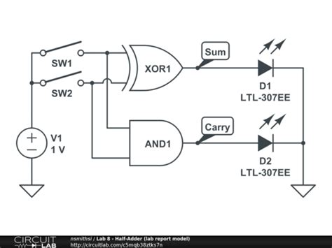 Lab 8 Half Adder Lab Report Model CircuitLab