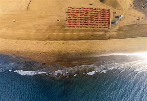 마스파로마스 모래 언덕 그란 카나리아 카나리아 제도 스페인의 빈 모래 해변의 오버 헤드 공중 보기 공중 뷰에 대한 스톡 사진 및 기타 이미지 Istock