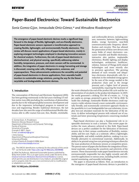 Pdf Paper‐based Electronics Toward Sustainable Electronics