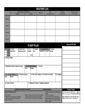 IFR Flight Plan Log