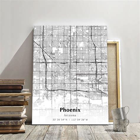 Phoenix City Map Print Phoenix Arizona Map Poster USA City Street Map Map Of Phoenix Modern