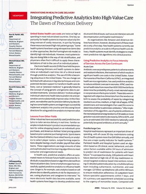 Predictive Analytics Healthcare High Value Care Pdf Electronic