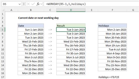 Next Working Day Excel Formula Exceljet