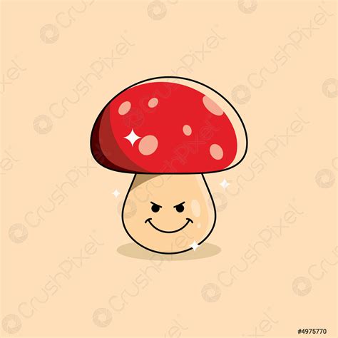 Cute Mushroom Vector Cartoon Character Illustration Simple Flat Deaign