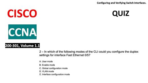 Ccna Quiz Configuring And Verifying Switch Interfaces Ccna Ccnacertification Youtube