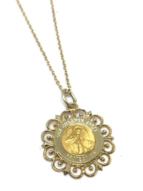 Guardian Angel Pendant Necklace 14k Gold Sacred Birch