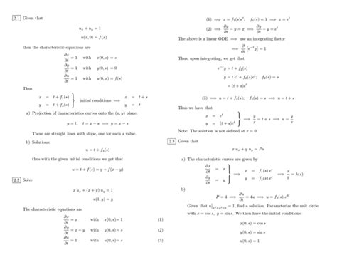 Partial Differential Equations Characteristic Solutions