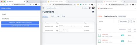 how to create an email list with firebase sendfox and ionic devdactic