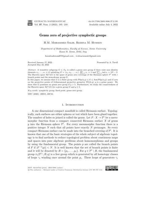 Pdf Genus Zero Of Projective Symplectic Groups