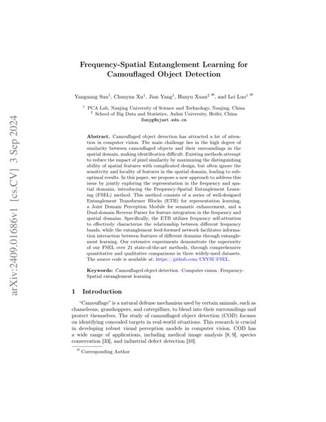 Pdf Frequency Spatial Entanglement Learning For Camouflaged Object