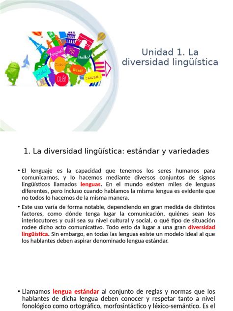 Unidad 1 La Diversidad Linguistica Pdf Lingüística Lengua Española
