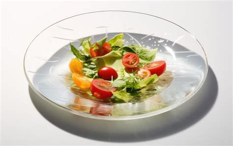 Premium Photo Glass Salad Plate Stylish Look View On White Background