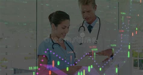 Reviewing Tablet Data Medical Professionals With Financial Stock