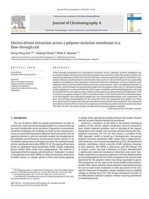 Pdf Electro Driven Extraction Across A Polymer Inclusion Membrane In