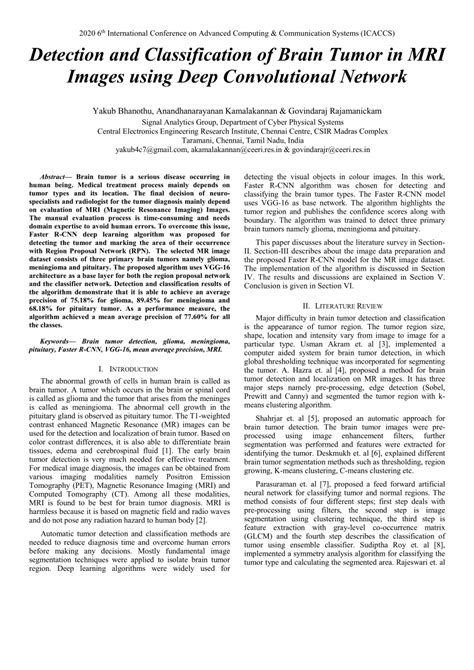 PDF Detection And Classification Of Brain Tumor In MRI Images Using