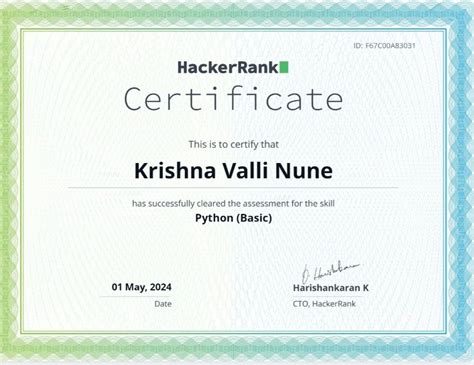 Completing Python Basic On Hackerrank Nune Krishnavalli Posted On