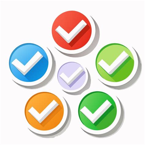 체크 마크 아이콘 체크마크 터 세트 체크 박스 표시 승인된 기호 일러스트레이션 프리미엄 Ai 생성 벡터