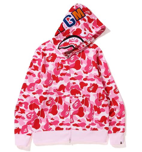 Bape Big Abc Camo Shark Full Zip Hoodie Pink Fw22 Fr