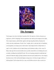 The Avengersediteddocx The Avengers The Avengers Is The Title Of