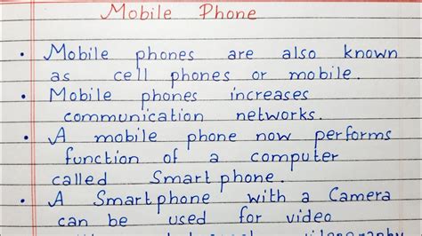 Write 10 Lines On Mobile Phones Short Essay English Youtube