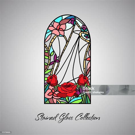 꽃 밝은 스테인드 글라스 장식 패턴 컬러 모자이크 스테인드글라스에 대한 스톡 벡터 아트 및 기타 이미지 스테인드글라스 벡터