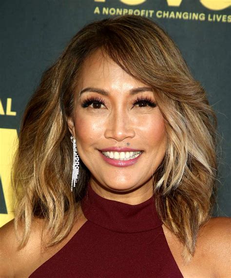 Carrie Ann Inaba Medium Straight Brunette Hairstyle With Light Blonde Highlights