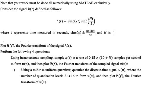 Solved Note That Your Work Must Be Done All Numerically
