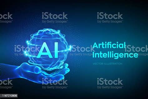 Ai 인공 지능 로고 인공 지능 및 기계 학습 개념 이진 코드가 있는 구 그리드 웨이브입니다 빅 데이터 혁신 기술 신경망 벡터 그림입니다 인공지능에 대한 스톡 벡터 아트 및