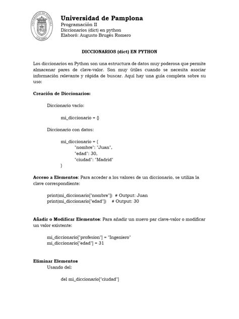 Diccionarios Pdf Python Lenguaje De Programación Ingeniería De