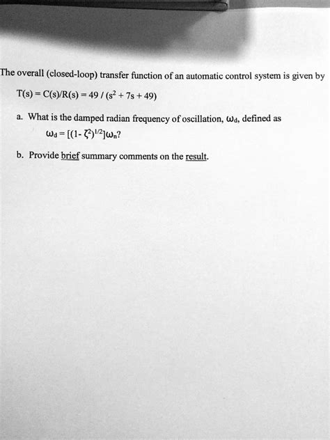 solved the overall closed loop transfer function of an automatic