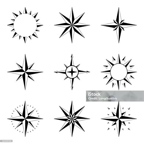 Compass Solid Set Stock Illustration Download Image Now Abstract Adventure Arrow Symbol