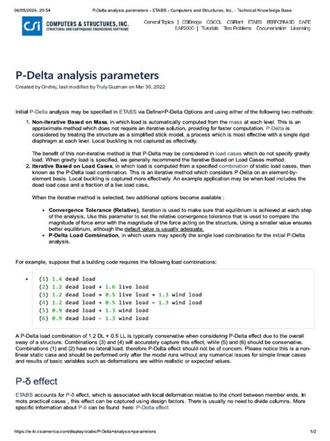 P Delta Analysis Parameters Etabs Ctures Inc Pdf