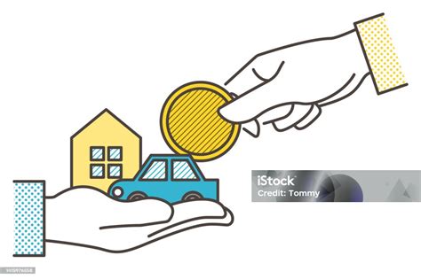 상속 개념 집 자동차 돈 등과 같은 재산을 넘겨주는 손의 벡터 일러스트 레이 션 가족에 대한 스톡 벡터 아트 및 기타 이미지
