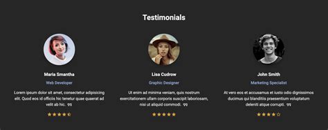 6 free testimonials sections templates for tailwind css