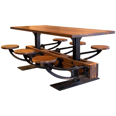 Swing Out Seat Kitchen Dining Table Set For Sale At 1stdibs Dining Table With Swing Out Stools