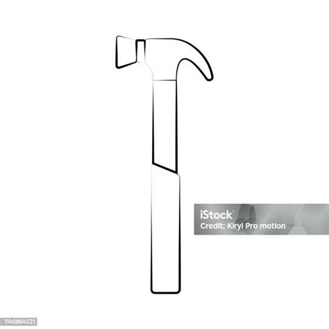 건축 및 목공 작업을 위한 나무 손잡이가 있는 수동 금속 망치의 건설 흑인과 백인 아이콘 손톱을 운전 건설 도구 벡터 강철에 대한 스톡 벡터 아트 및 기타 이미지 Istock