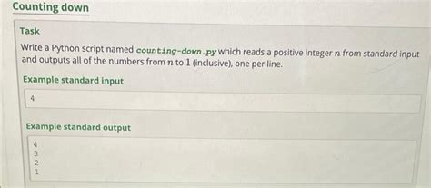 solved counting down task write a python script named