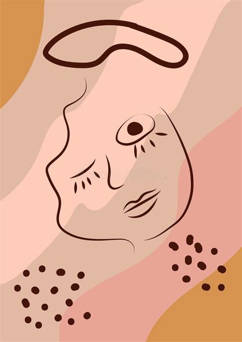 Abstract Woman Face One Line Drawing Portret Minimalistic Style Continuous Line Stock Vector