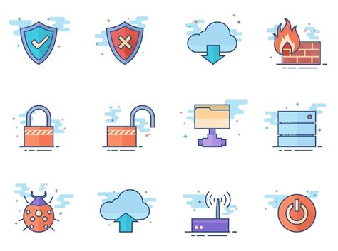 premium vector flat color icons computer network