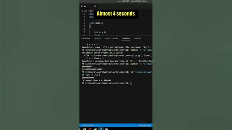 python vs c c speed test counting to 1 billion shorts python cpp youtube
