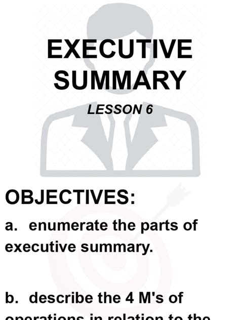 Lesson 6 Executive Summary Pdf Marketing Business Plan