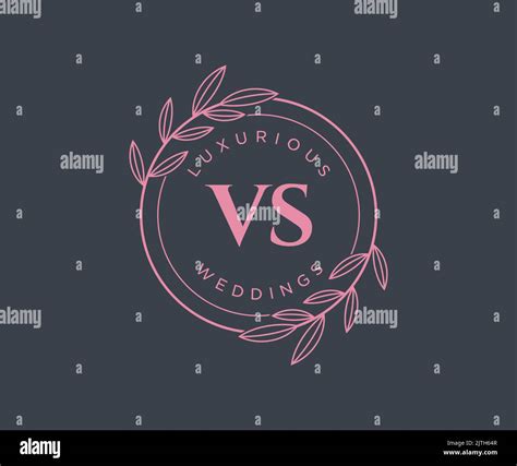 Vs Initials Letter Wedding Monogram Logos Template Hand Drawn Modern Minimalistic And Floral