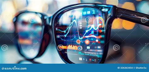 Eye Health Monitoring Smart Glasses Displaying Data Analytics On Lens In An Everyday Use